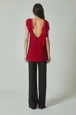 HEIRLOME Juanita Hand-knitted Silk Top With Fringe Detail