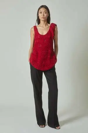 HEIRLOME Juanita Hand-knitted Silk Top With Fringe Detail