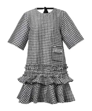 GANNI Ruffled Minidress - Gray