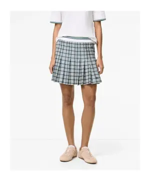 Burberry Pleated Check Jersey Mini Skirt