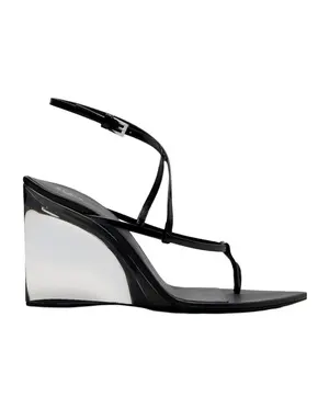 Alaïa Patent Leather Wedge Sandals - Black