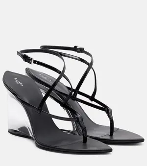 Alaïa Patent Leather Wedge Sandals