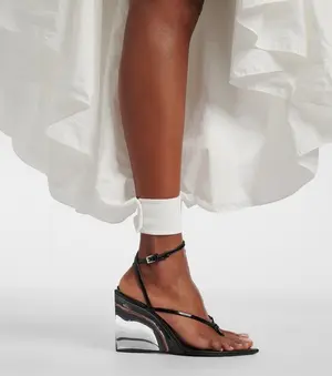 Alaïa Patent Leather Wedge Sandals