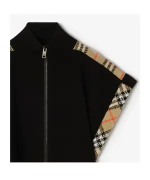 Burberry Check Trim Wool Cape
