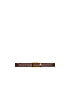 Saint Laurent Cassandre Belt In Eel - Brown