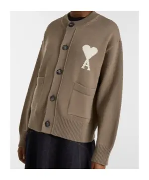 AMI Paris De Cœur Wool And Cotton Cardigan