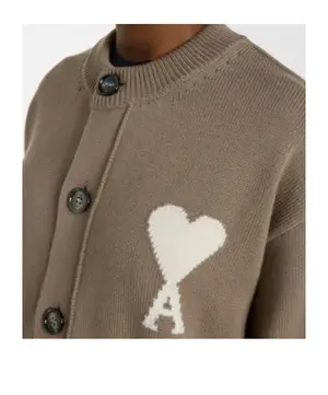 AMI Paris De Cœur Wool And Cotton Cardigan