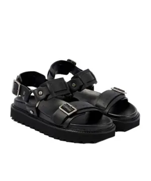 Acne Studios Debossed Leather Platform Sandals - Black