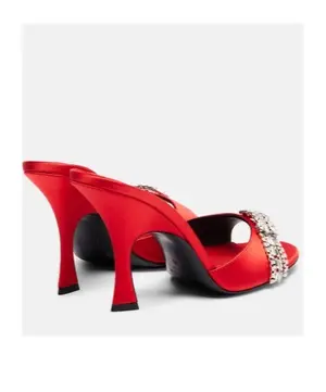 Magda Butrym Crystal-embellished Satin Mules