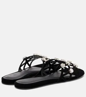Attico Checkered Suede Flat Slippers