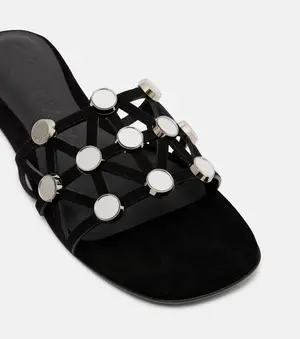Attico Checkered Suede Flat Slippers