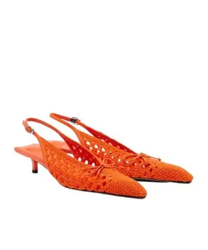 Jacquemus Cubisto Raffia-effect Slingback Pumps - Red