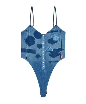 DIESEL® Bodysuit In Ribbed Jersey With Shadow-patch Effects