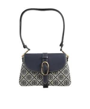 Tory Burch Small T Monogram Buckle-fastening Shoulder Bag - Black