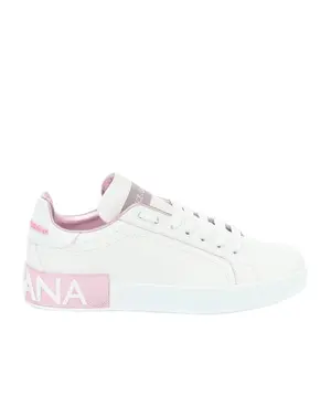 Dolce & Gabbana Portofino Leather Sneakers - White