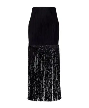 Alaïa Fringed Ribbed-knit Skirt