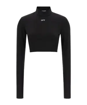 Off-White Off Stamp Cropped Top - Black
