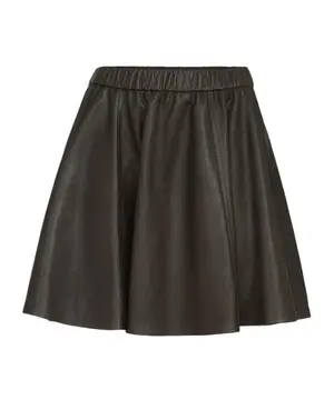 Brunello Cucinelli Polished Nappa-leather Mini Circle Skirt - Coffee