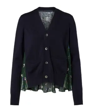 Sacai Floral Cotton Cardigan - Black