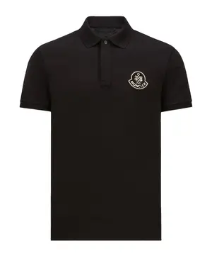Moncler Year Of The Snake Patch Cotton Piquet Polo Shirt - Black