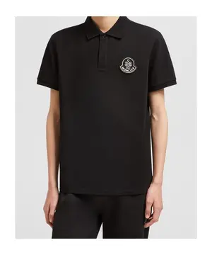 Moncler Year Of The Snake Patch Cotton Piquet Polo Shirt - Black