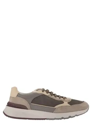 Brunello Cucinelli Multicolour Leather And Suede Runner Sneakers - Gray