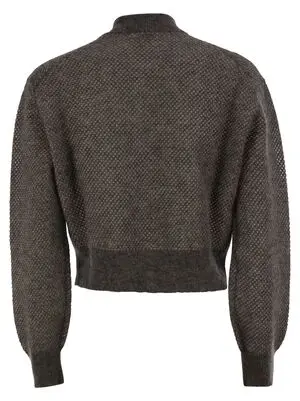 Brunello Cucinelli Openwork Mohair Cardigan With Shimmering Yarn