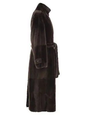 Brunello Cucinelli Long Shearling Coat With Belt