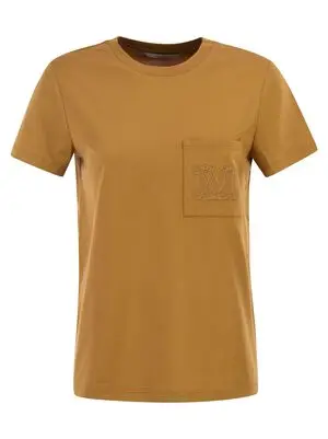Max Mara Cotton Jersey T-shirt With Monogram Pocket - Multicolor