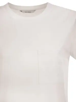 Max Mara Cotton Jersey T-shirt With Embroidered Monogram Pocket - White
