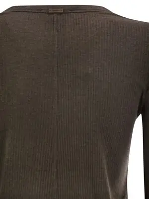 Max Mara Ribbed Lyocell And Silk T-shirt - Brown