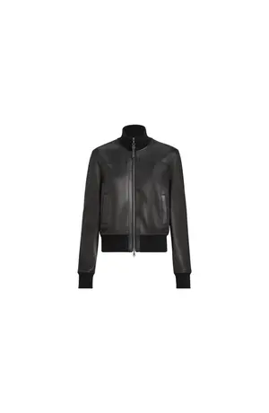 Brunello Cucinelli Nappa Leather Bomber Jacket With Monili Embellishment