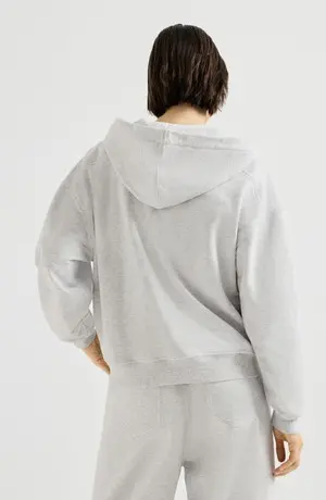 Brunello Cucinelli Cotton Smooth French Terry Zip-up Hoodie - Silver