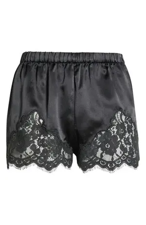 RE/DONE Jennie Lace Trim Silk Blend Shorts