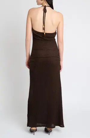 MUSE ASSEMBLY Halter Jacquard Maxi Dress