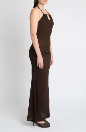 MUSE ASSEMBLY Halter Jacquard Maxi Dress