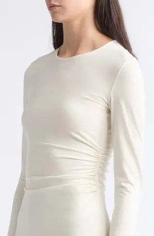 Emporio Armani Long Sleeve Jersey Ruched Maxi Dress