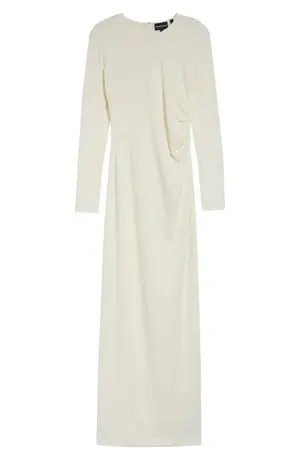 Emporio Armani Long Sleeve Jersey Ruched Maxi Dress