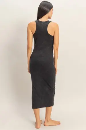 PINKBLUSH Acid Washed Ribbed Midi Tank Dress