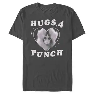 LOST GODS Hugs For Punch Heart Graphic T-shirt - Charcoal