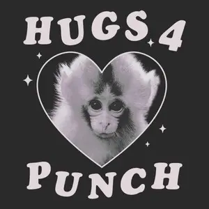 LOST GODS Hugs For Punch Heart Graphic T-shirt - Charcoal