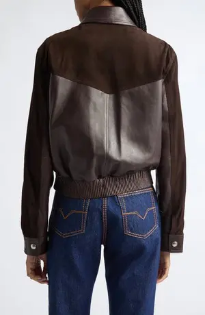 Versace Mixed Media Greca Blouson Jacket