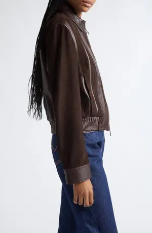Versace Mixed Media Greca Blouson Jacket