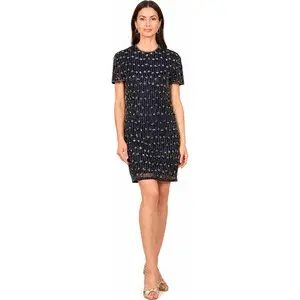 LARA NEW YORK Beaded Faux-wrap V-neck Bridal Gown - Navy