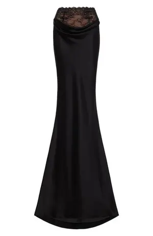 SAU LEE Lila Satin Trumpet Maxi Skirt