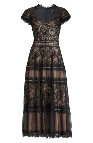 Tadashi Shoji Lace V-neck Midi Dress