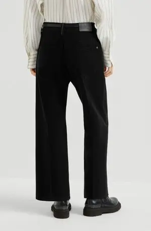 Brunello Cucinelli Dyed Denim Trousers With Monili Detail - Black