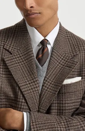 Brunello Cucinelli Striped Silk Neck Tie - Rust Brown