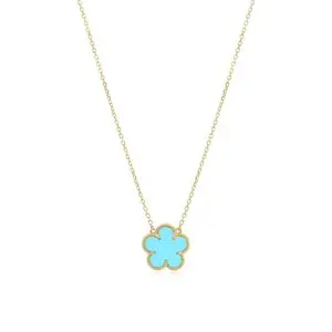THE LOVERY FINE JEWELRY Single Spring Flower Necklace - Turquoise