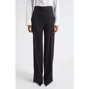 Stella McCartney Slim Fit Wool Tuxedo Pants - Black